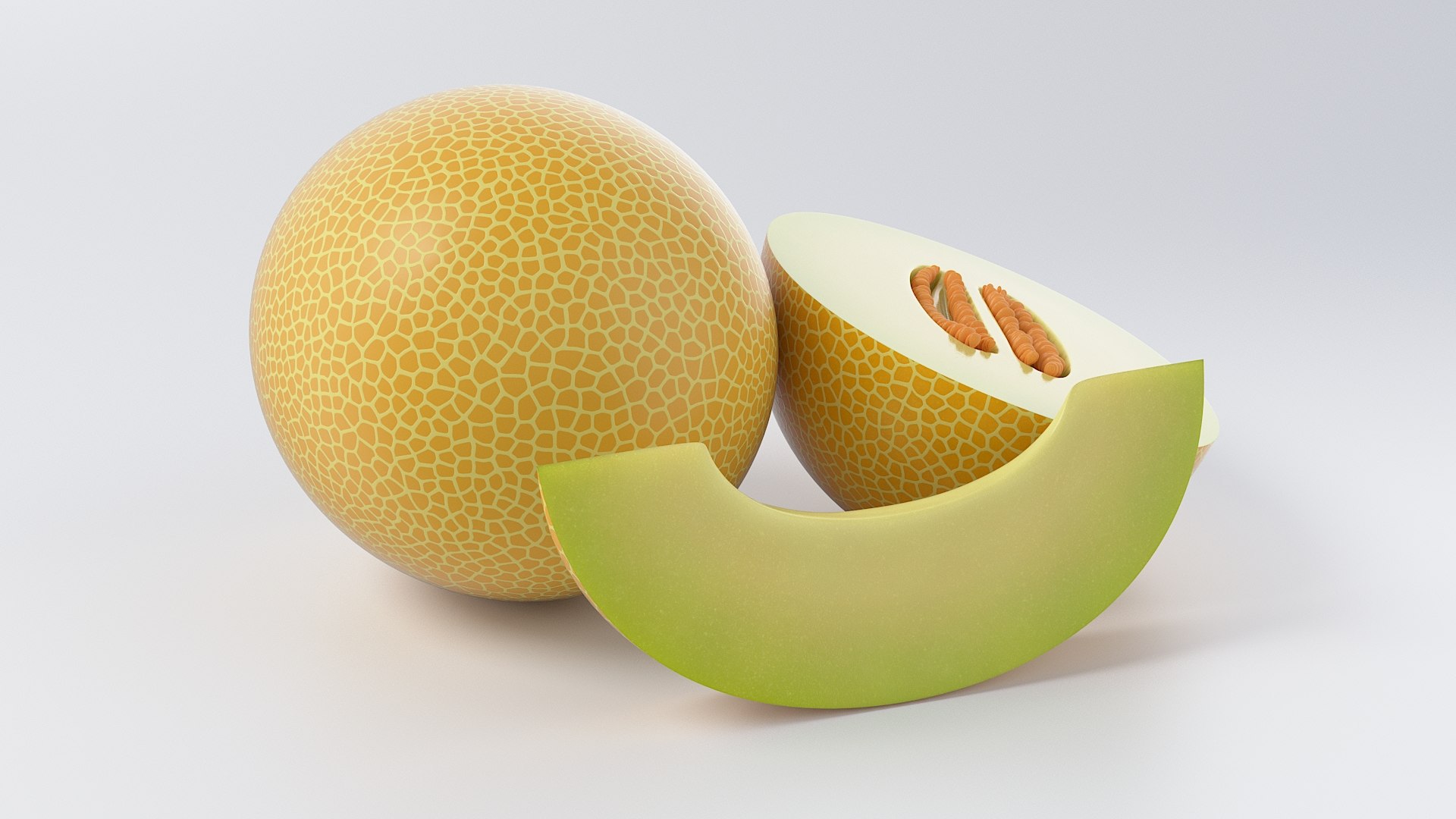 Cartoon Melon Set Model - TurboSquid 2104035