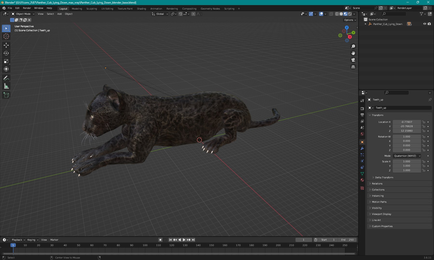 3D Panther Cub Lying Down Model - TurboSquid 2335570