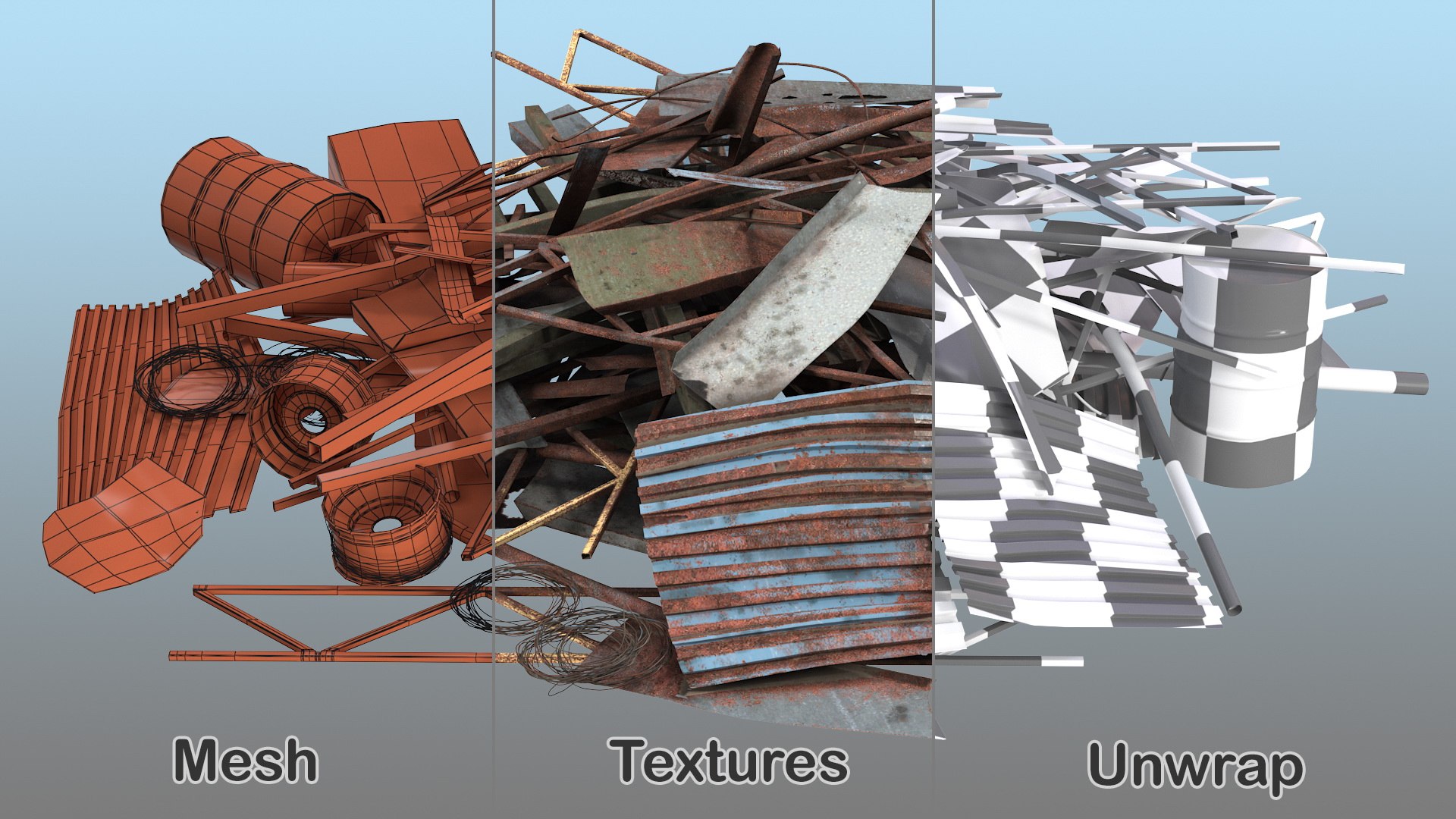 3D industrial debris - TurboSquid 1595702