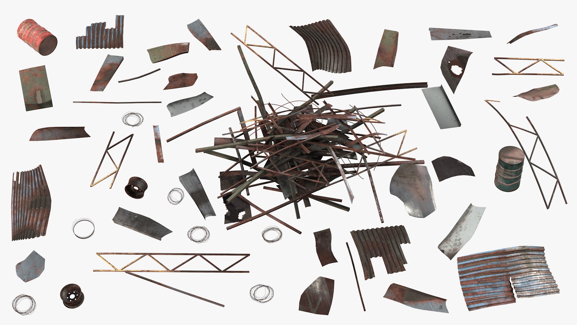 3D industrial debris - TurboSquid 1595702