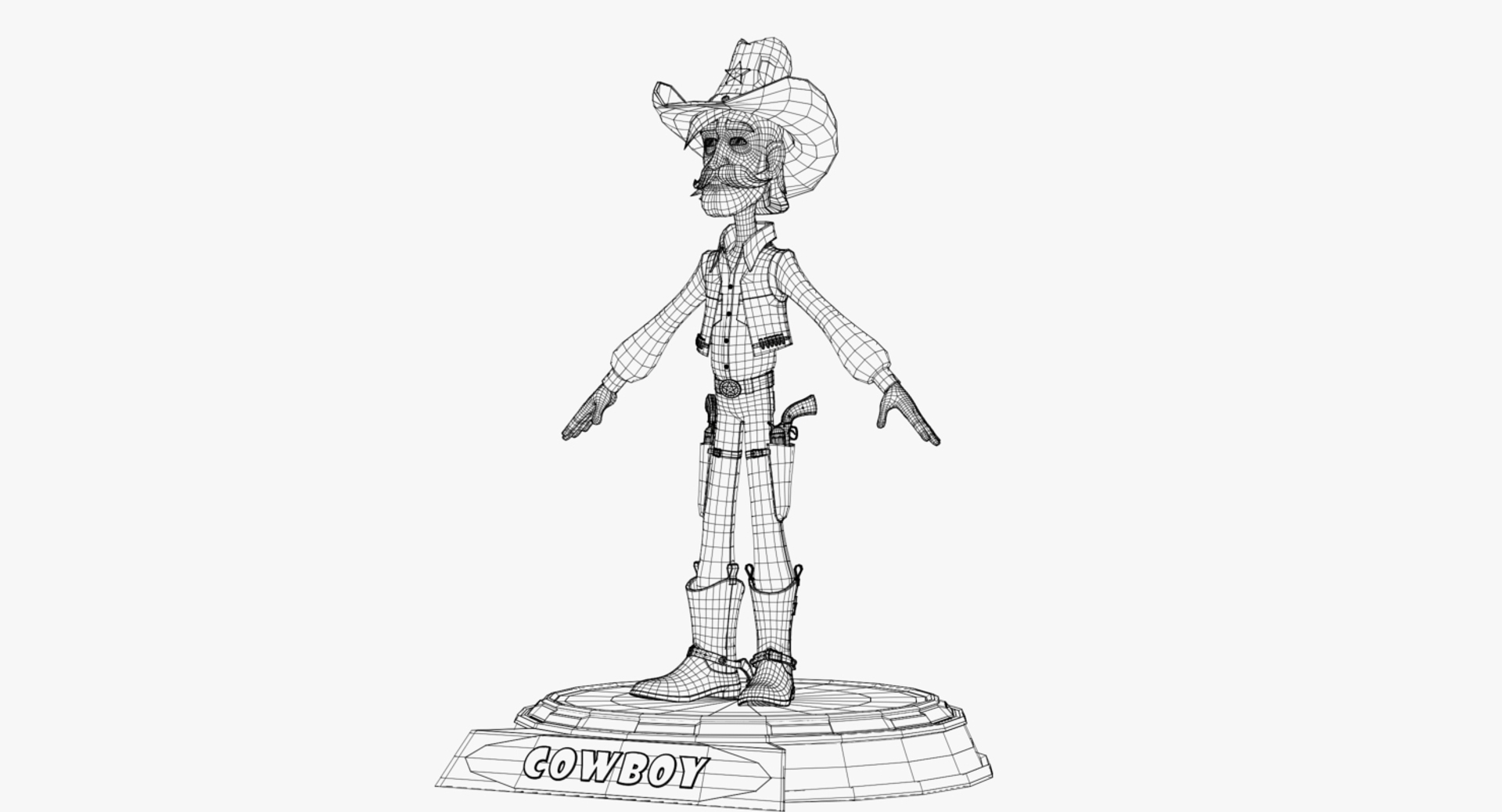 Cartoon Cowboy Boy 3d Obj