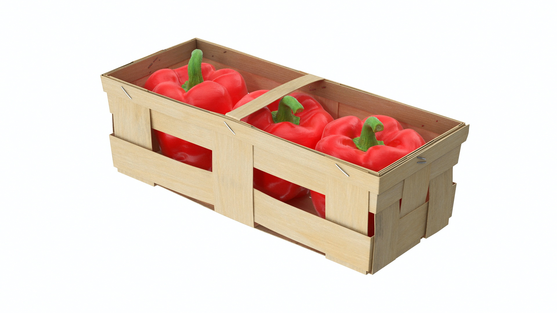 Wooden Basket With Bell Peppers 3D Model - TurboSquid 1997929