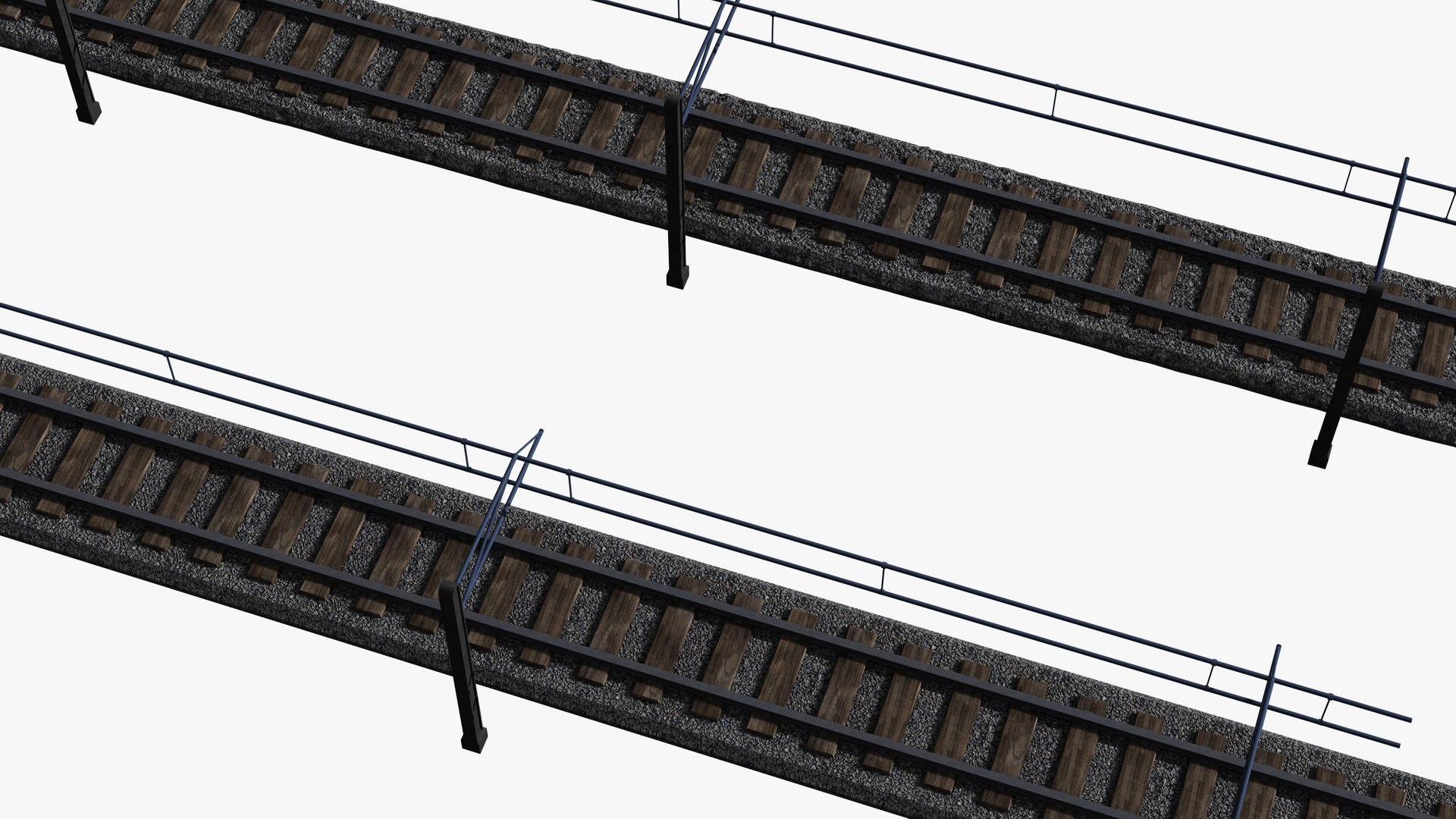 Railway Track With Electric Overhead Lines Model - TurboSquid 1988462