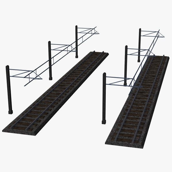 modelo 3d railway track with electric overhead lines - TurboSquid 1988462