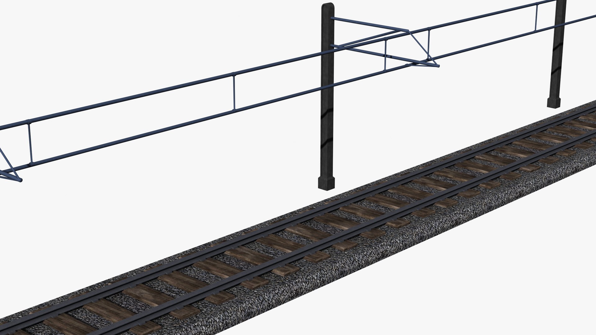 Railway Track With Electric Overhead Lines Model - TurboSquid 1988462