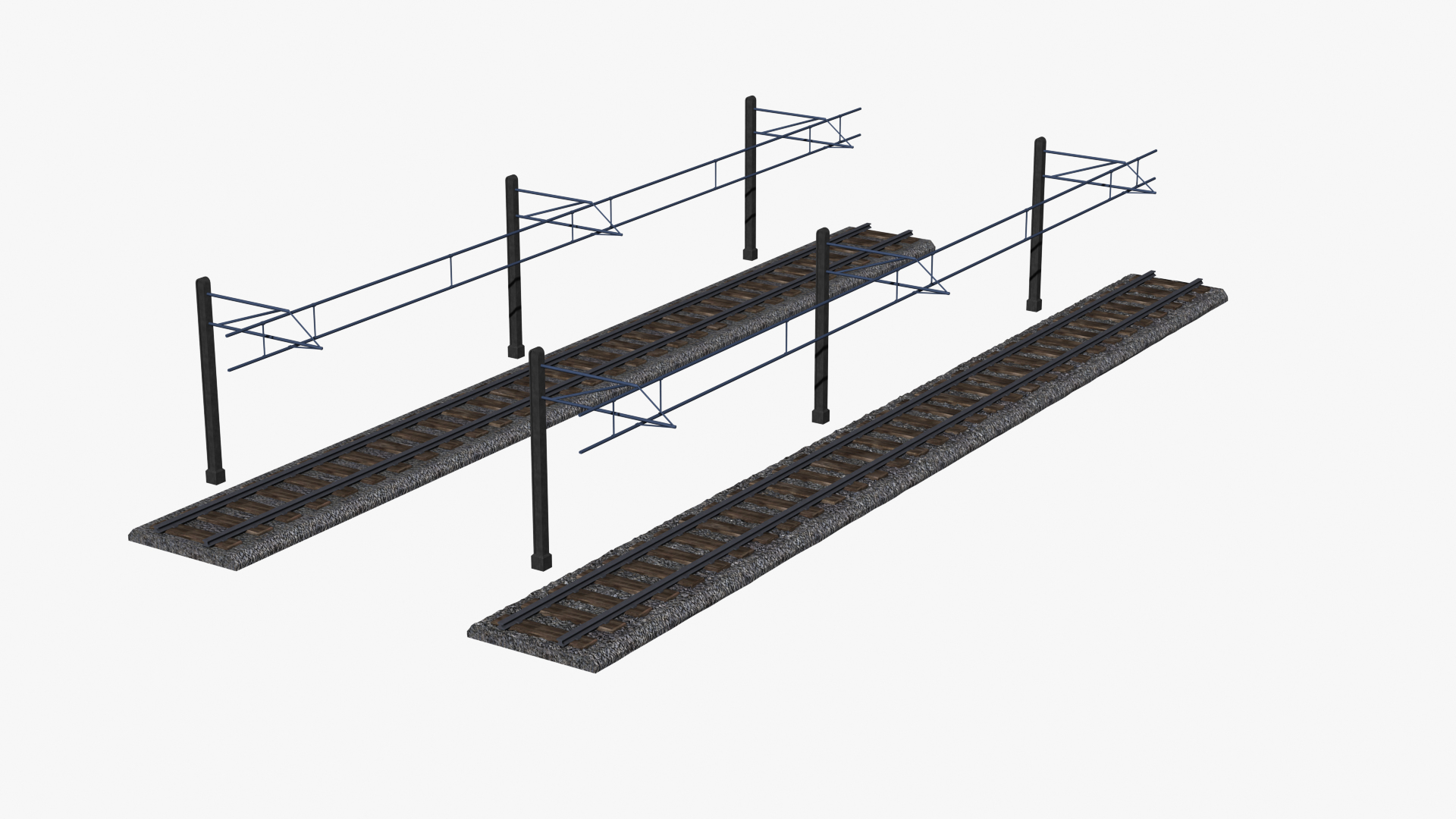 Railway Track With Electric Overhead Lines Model - TurboSquid 1988462