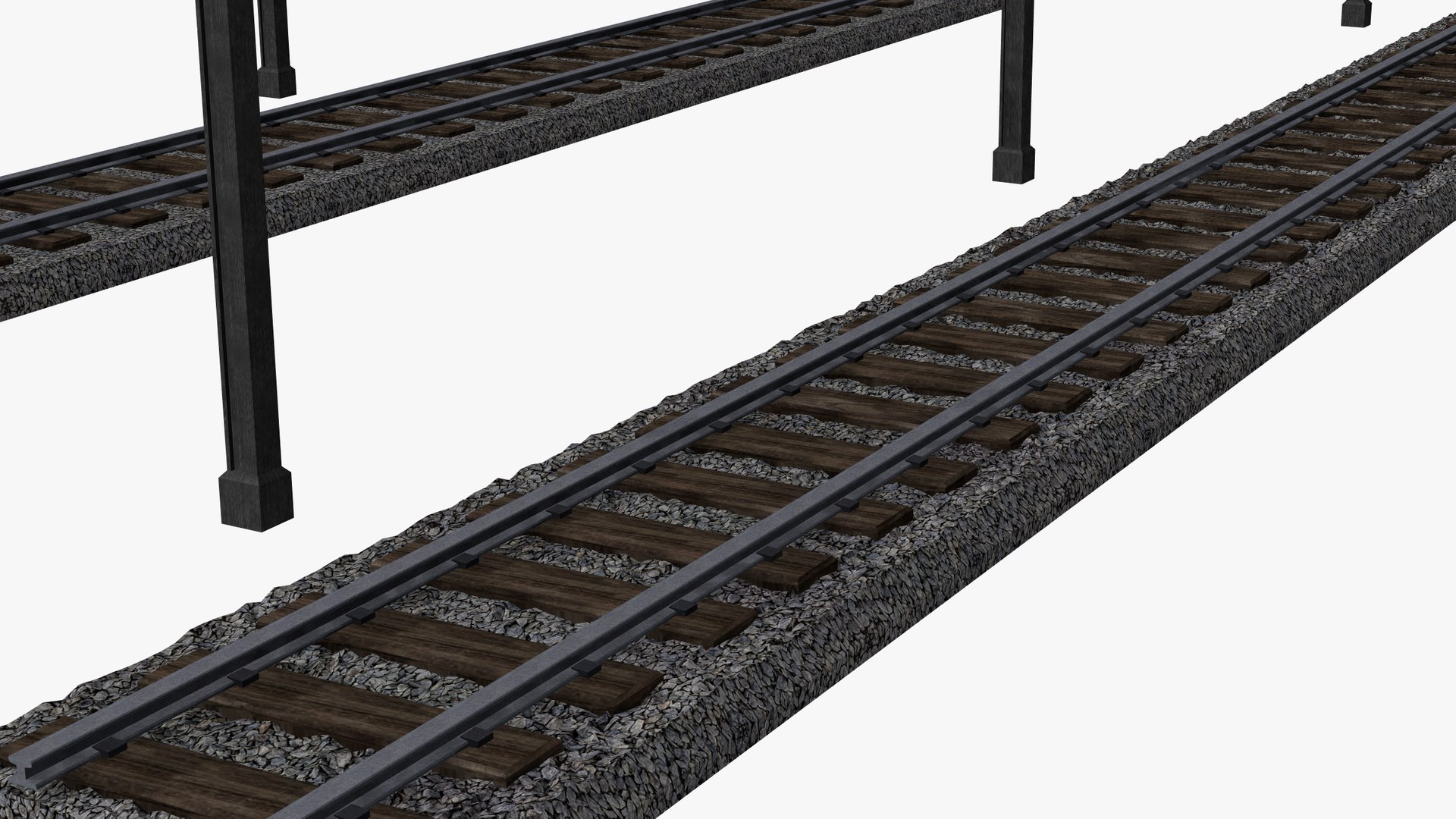 Railway Track With Electric Overhead Lines Model - TurboSquid 1988462