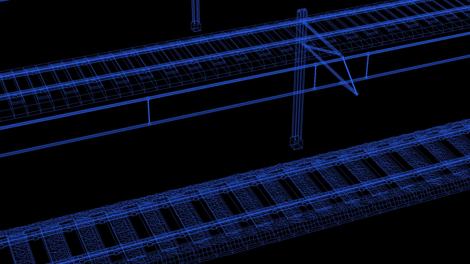 Railway Track With Electric Overhead Lines Model - TurboSquid 1988462