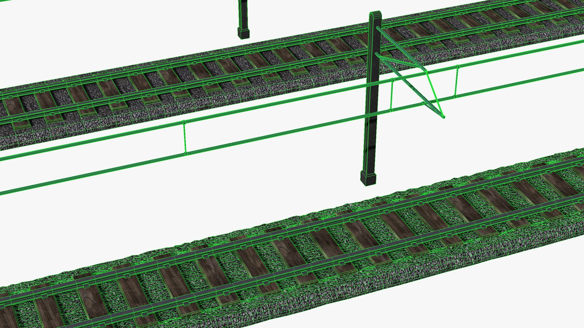 Railway Track With Electric Overhead Lines Model - TurboSquid 1988462