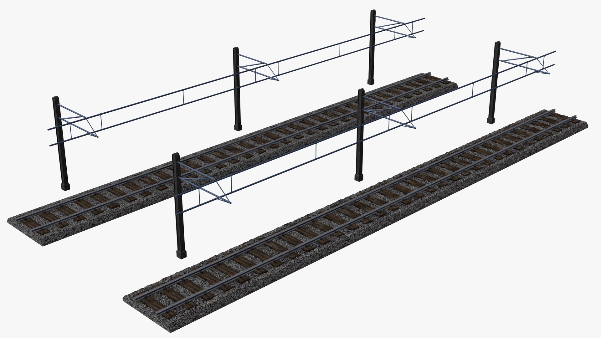 Railway Track With Electric Overhead Lines Model - TurboSquid 1988462