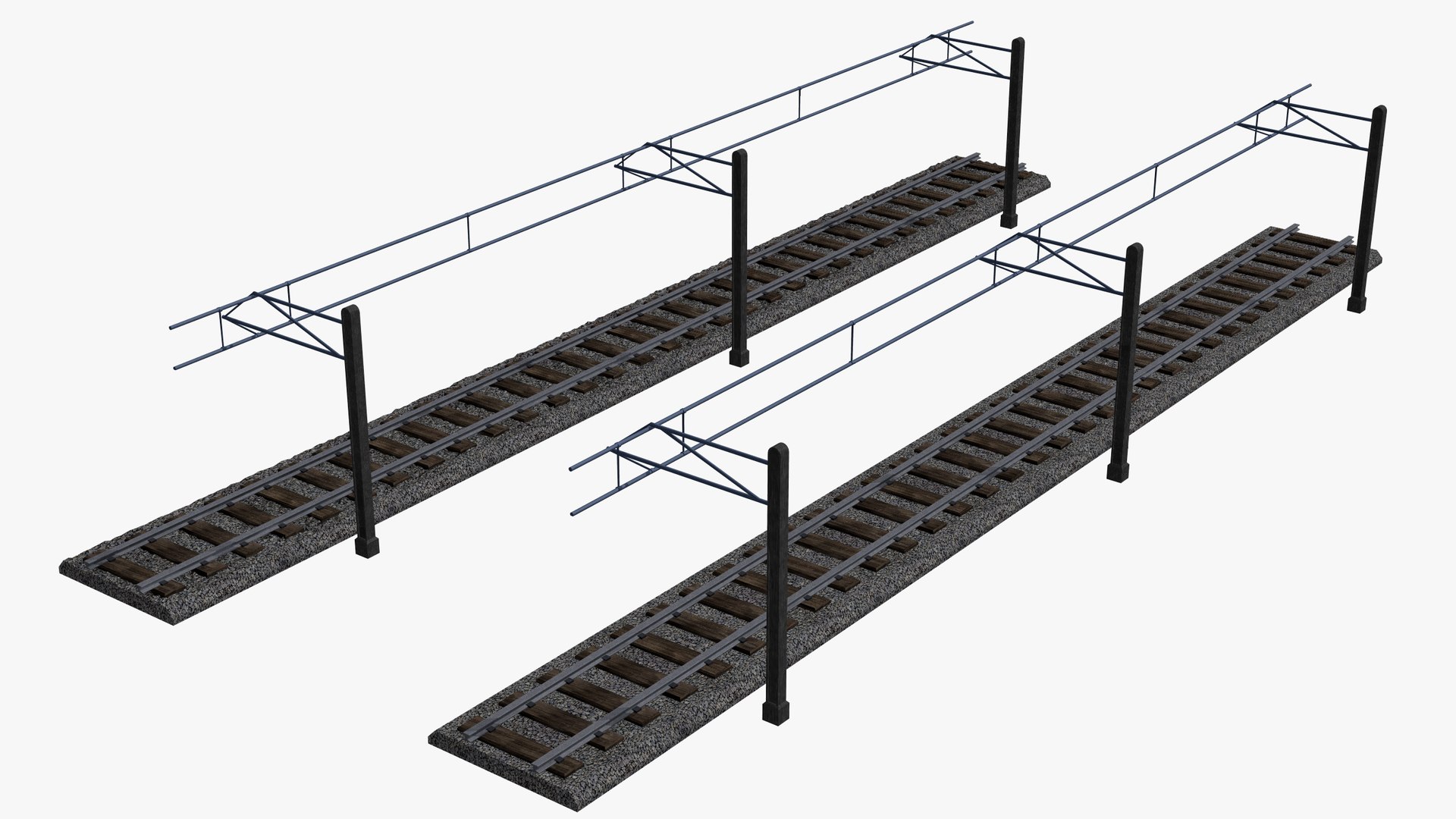 Railway Track With Electric Overhead Lines Model - TurboSquid 1988462