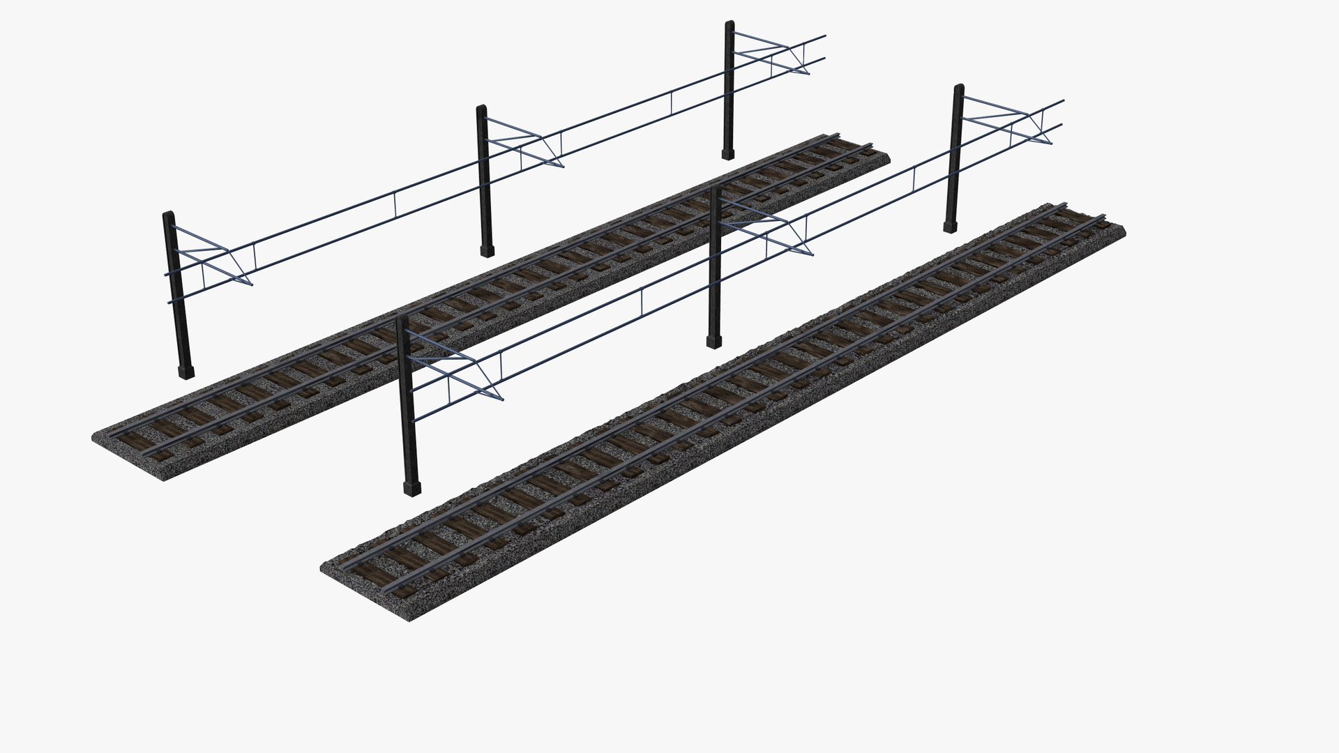 Railway Track With Electric Overhead Lines Model - TurboSquid 1988462