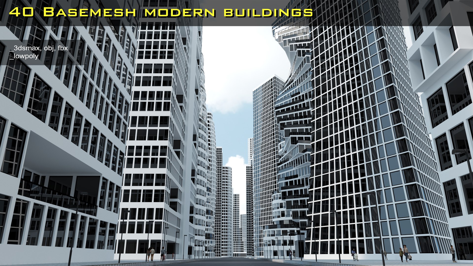 3D Model 40 Basemesh Modern Buildings - TurboSquid 2044260