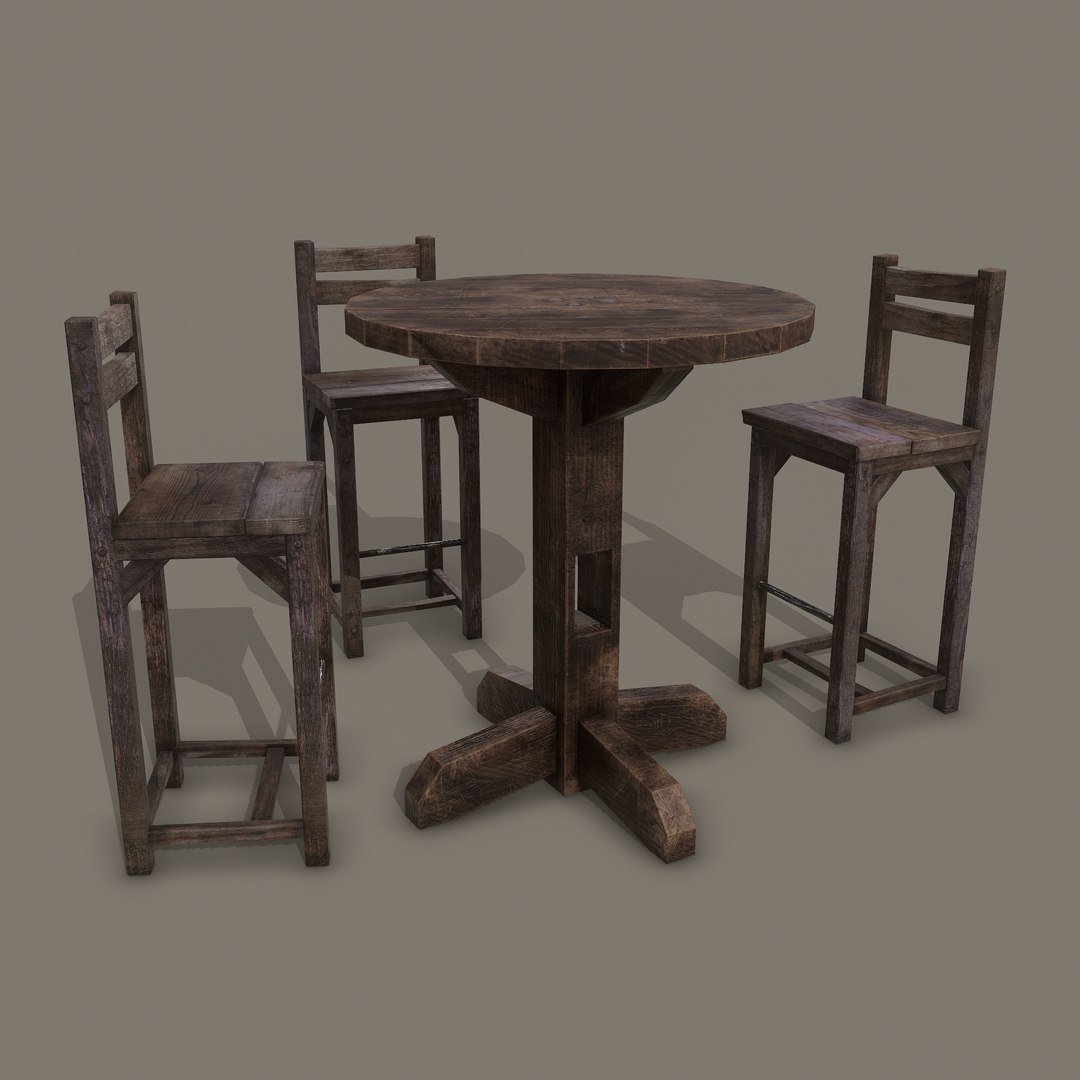 Medieval tavern style table chairs 3D model - TurboSquid 1605049