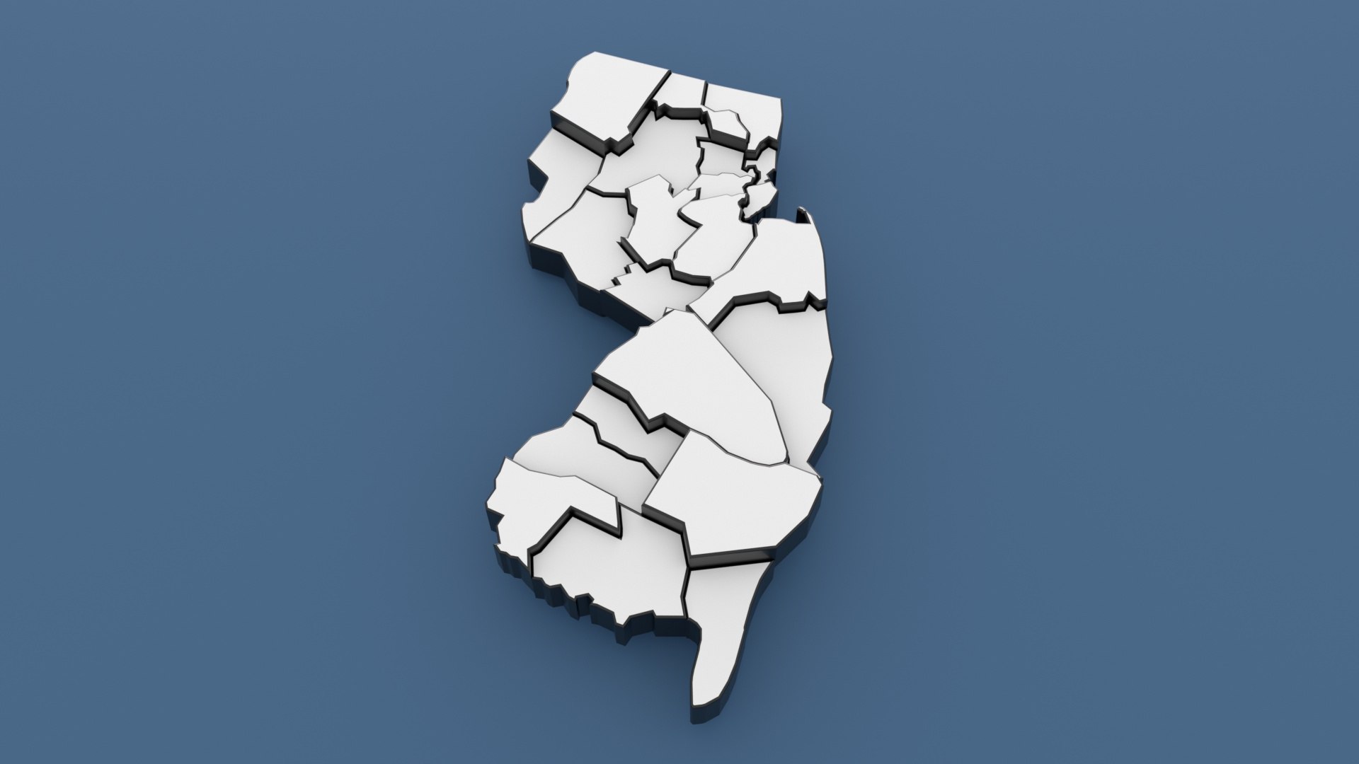 New Jersey Counties - Map Of United States Of America USA 3D Model ...