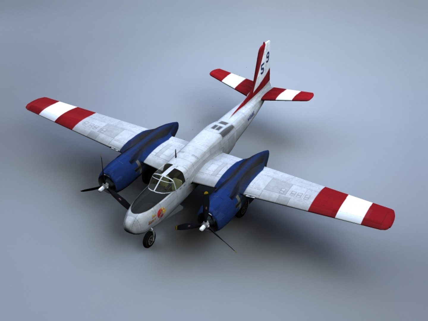 a-26 invader bomber water 3d model