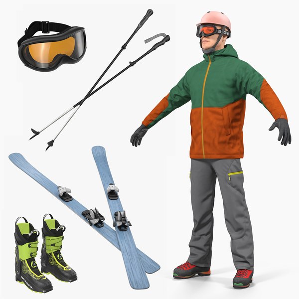 3d model skier polygonal