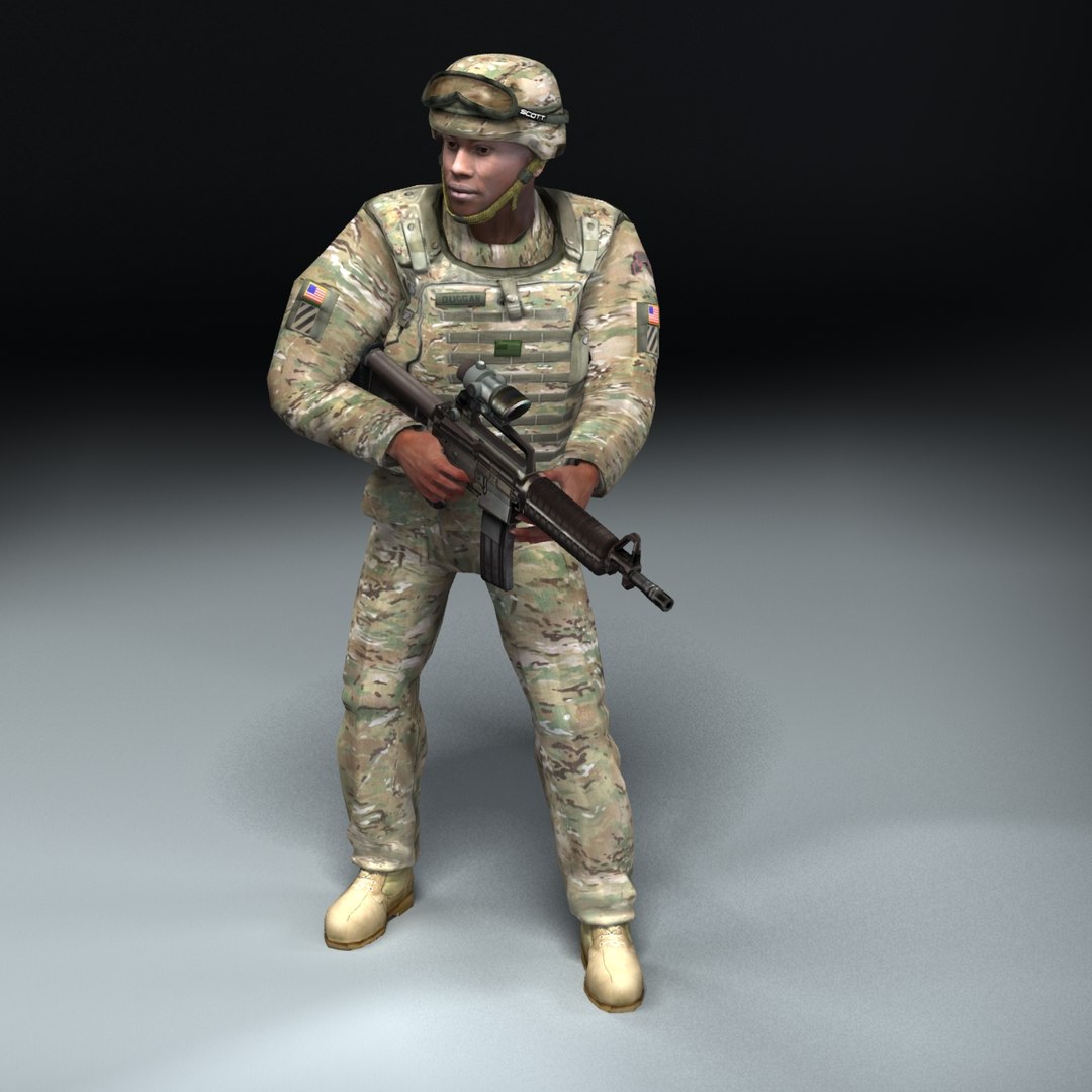 3d Army Soldier Multicam Rigged