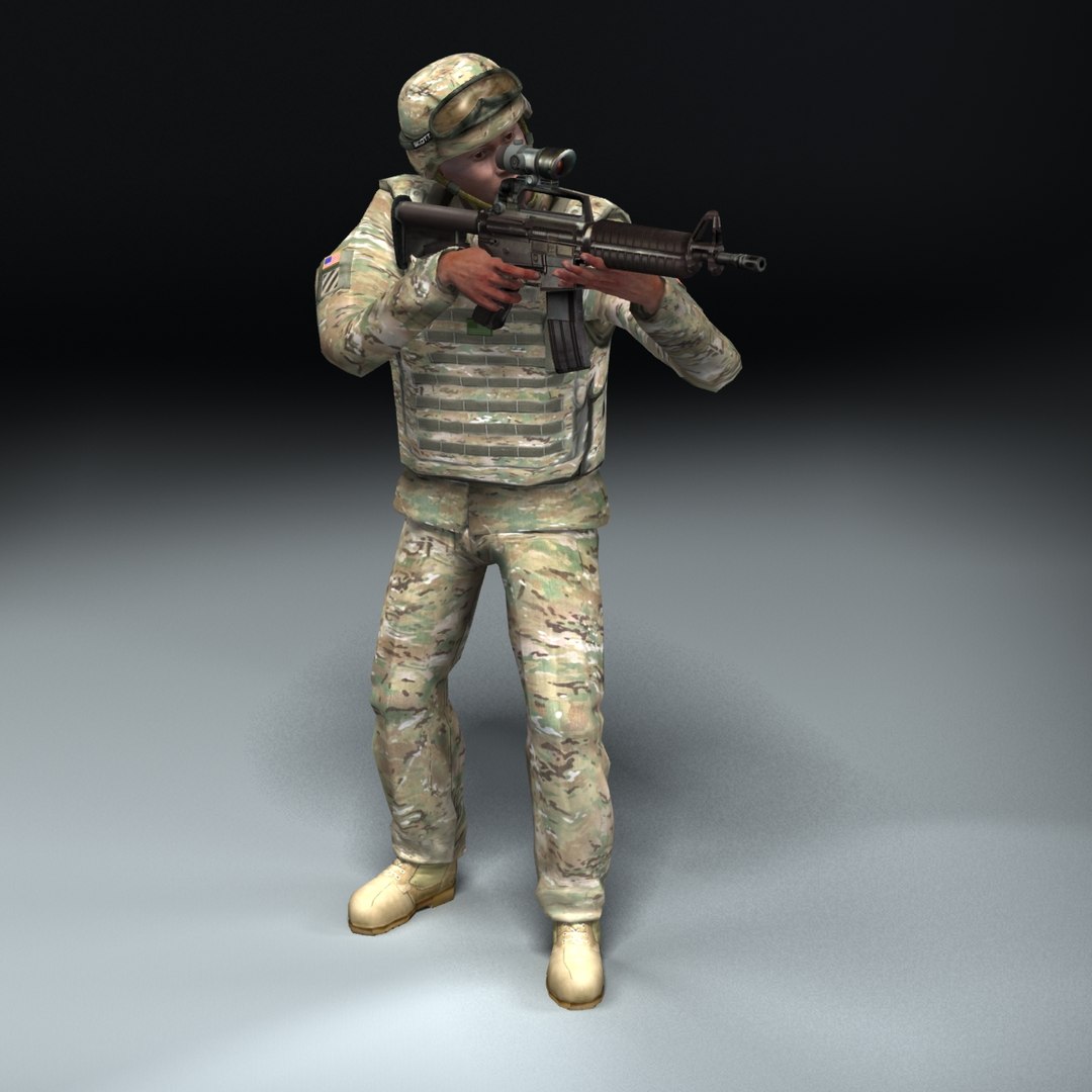 3d Army Soldier Multicam Rigged