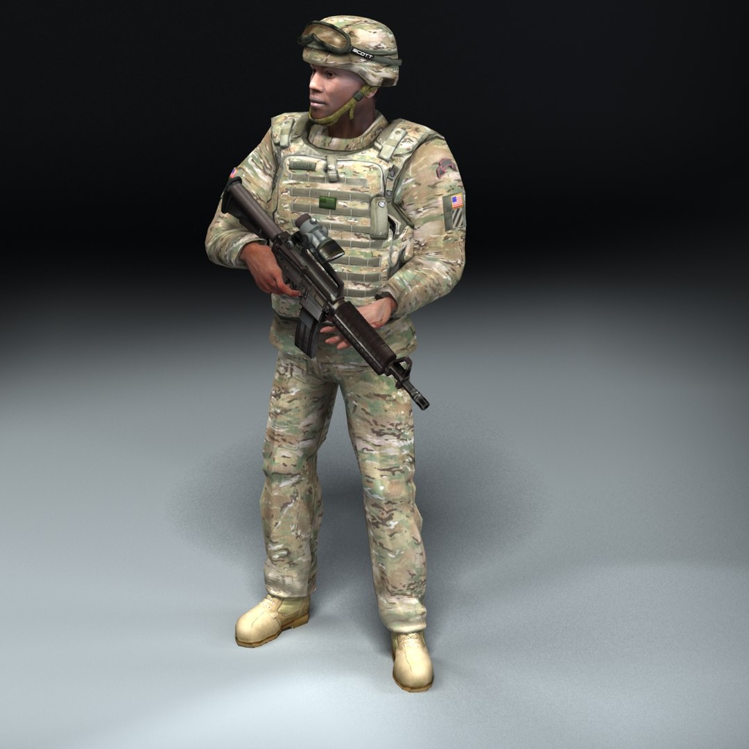 3d Army Soldier Multicam Rigged