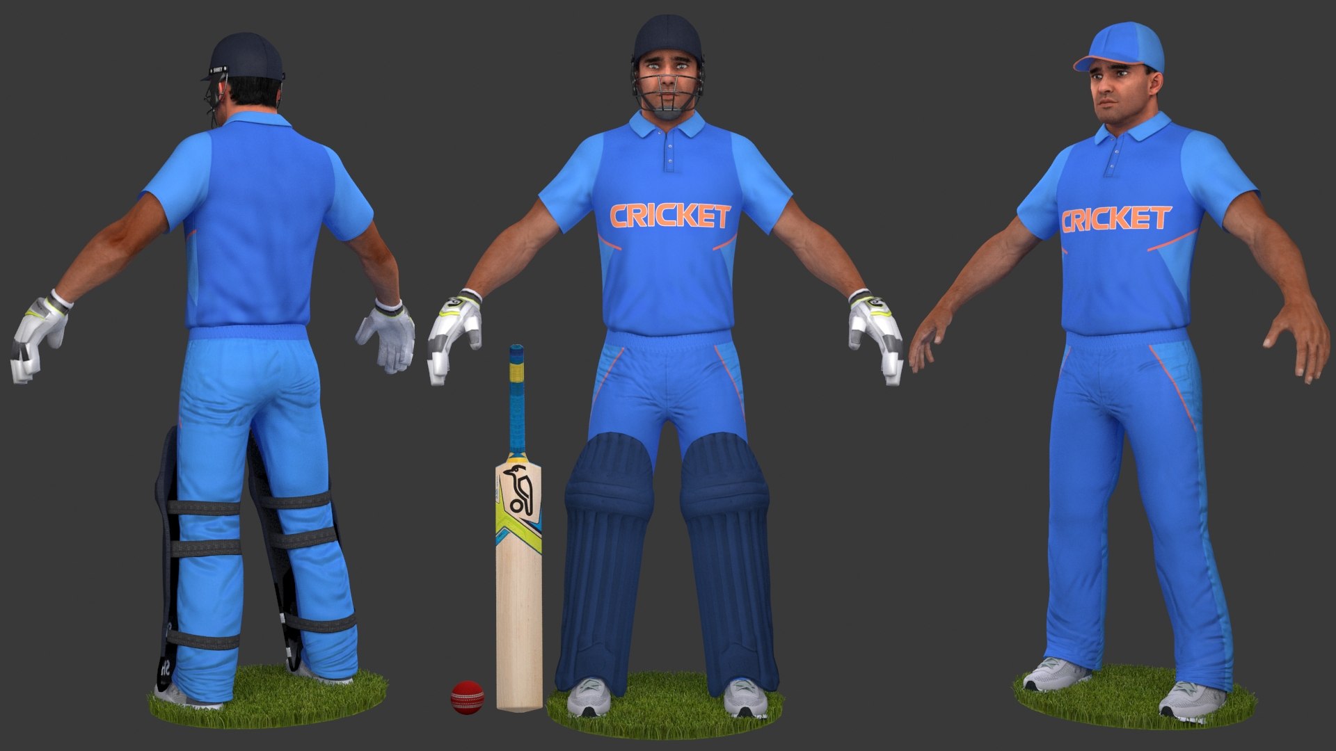 3D Model Cricket Players - TurboSquid 1806008