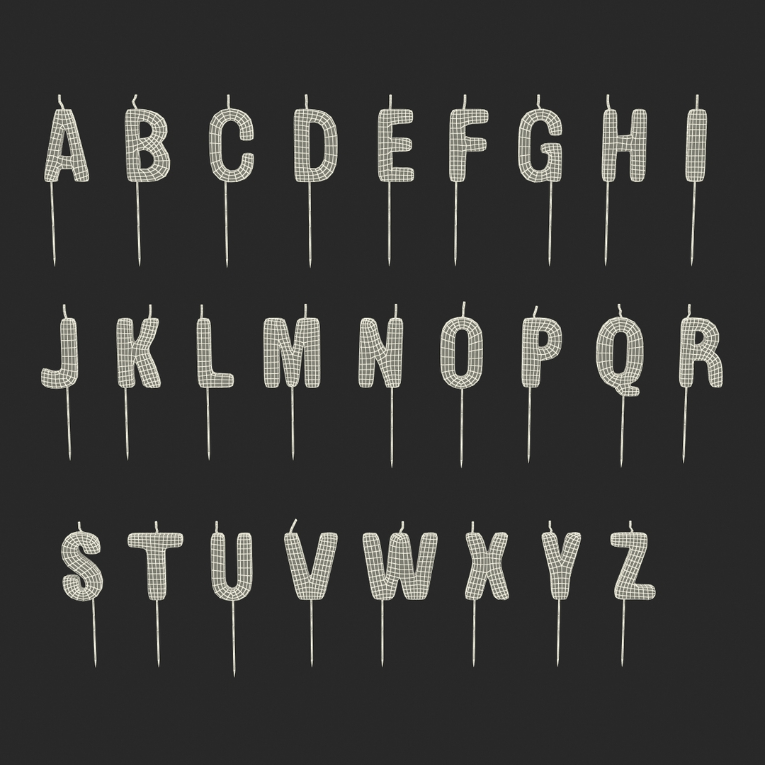 Alphabet Birthday Candles Set Design 3d Model
