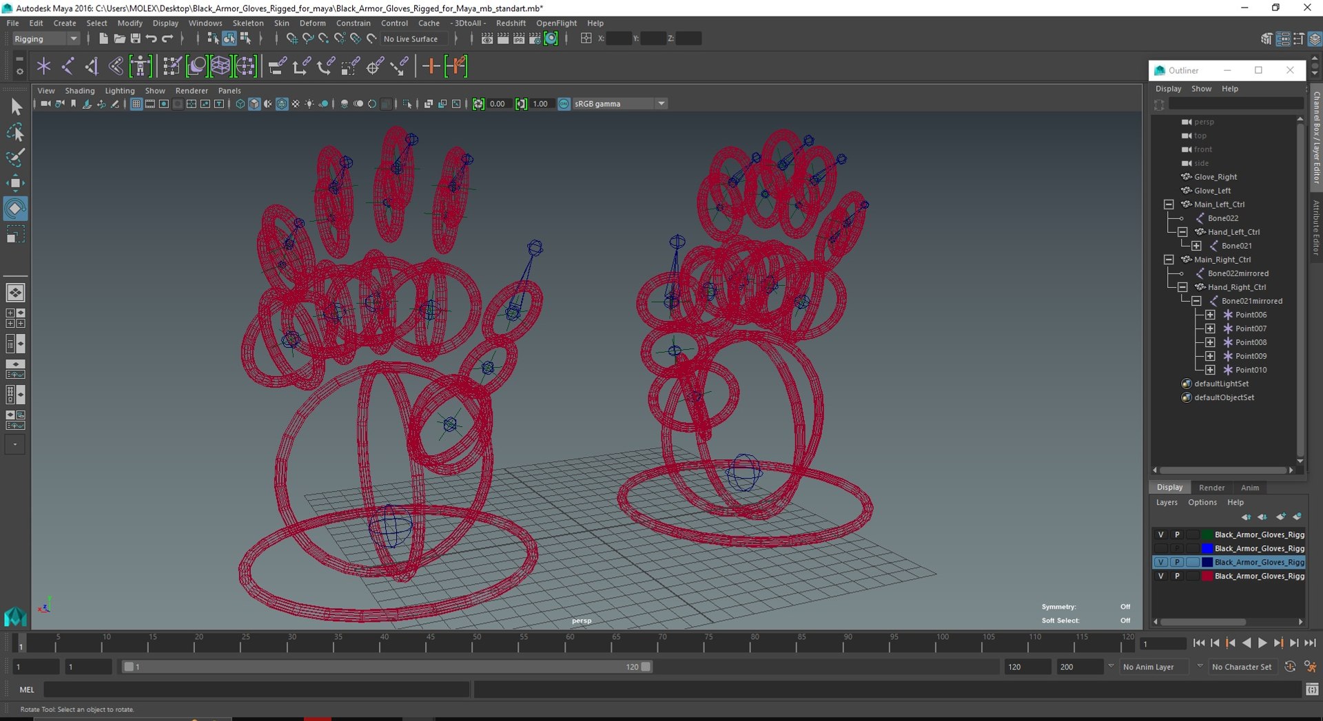 3D Black Armor Gloves Rigged for Maya model - TurboSquid 2146096