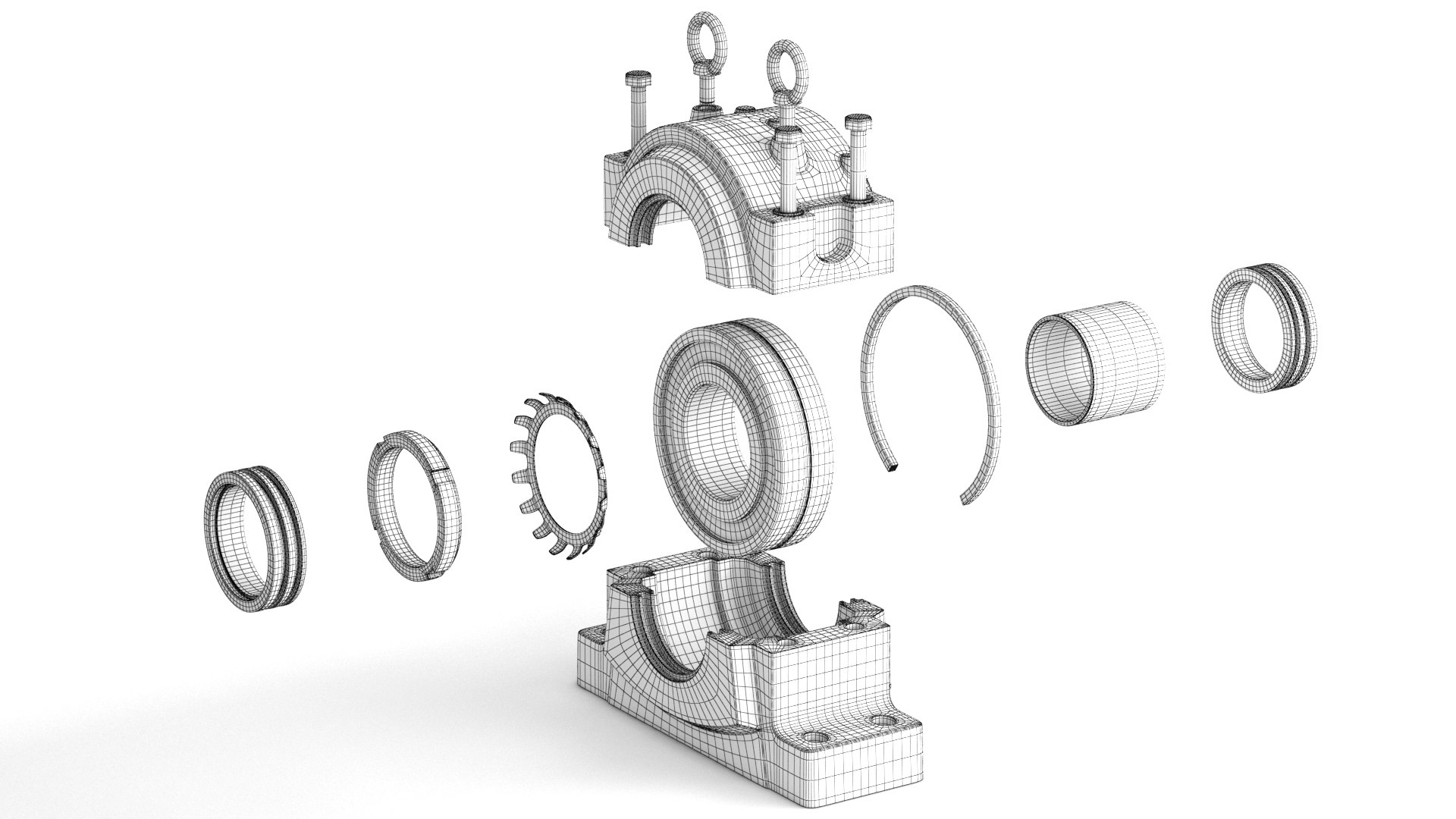 Block Bearing Assembly Model - TurboSquid 2226016