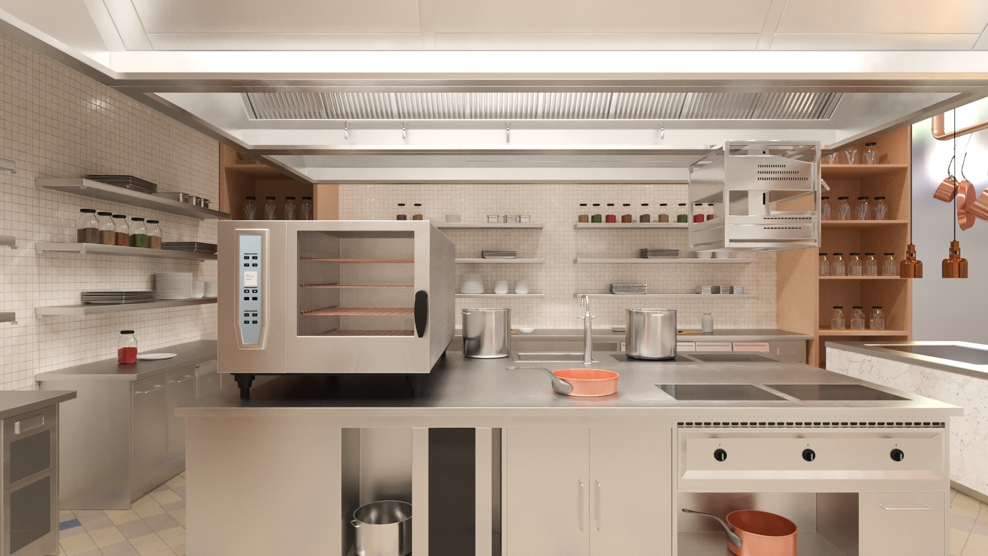 3D Model Commercial Open Kitchen - TurboSquid 1967855