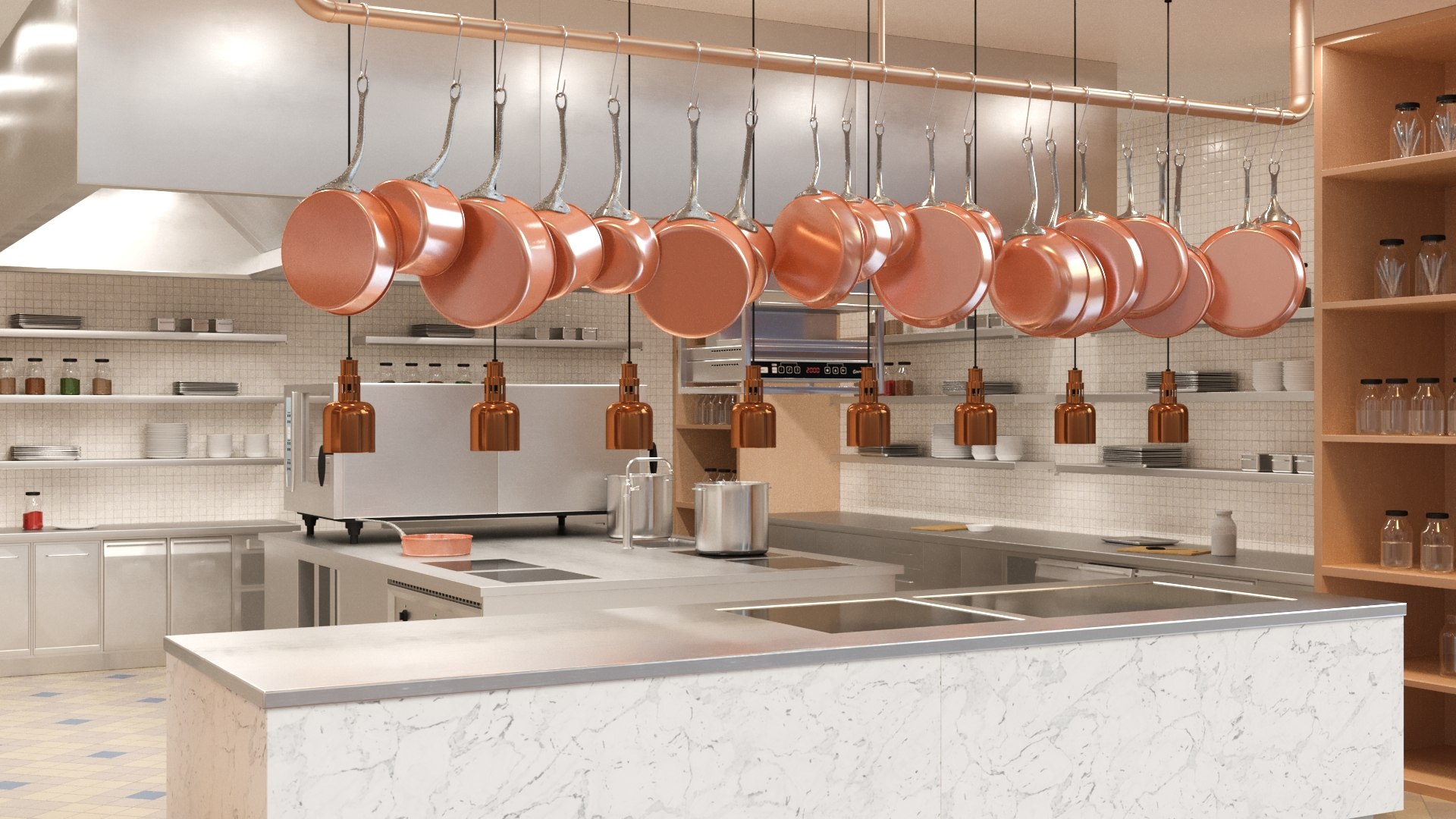 3D Model Commercial Open Kitchen - TurboSquid 1967855