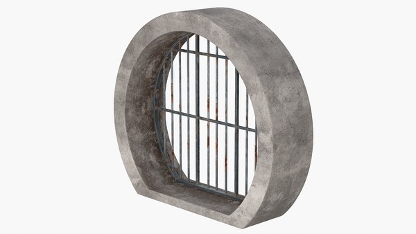 Modello 3D Struttura industriale in cemento tagliato cancello rotondo ...