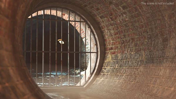 Modello 3D Struttura industriale in cemento tagliato cancello rotondo ...