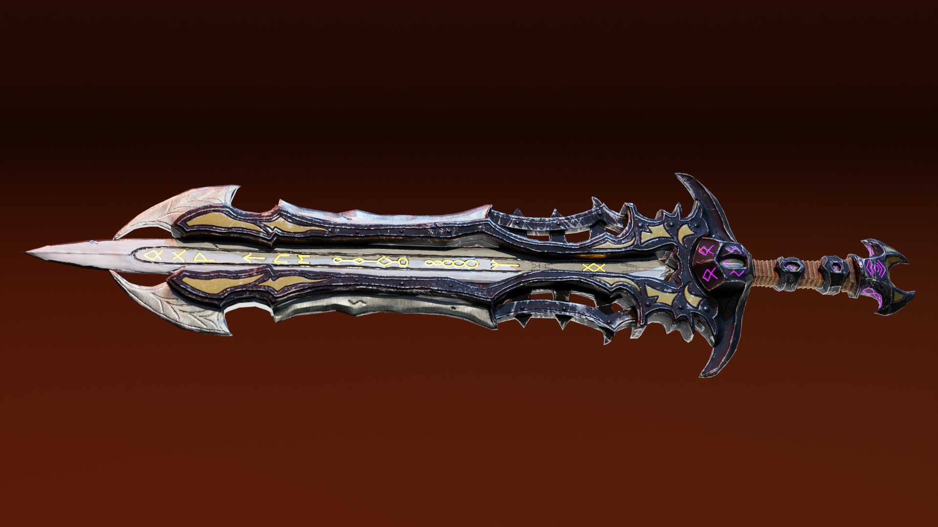 3D Mystical Runic Fantasy Sword Low Poly And GameReady - TurboSquid 1960135