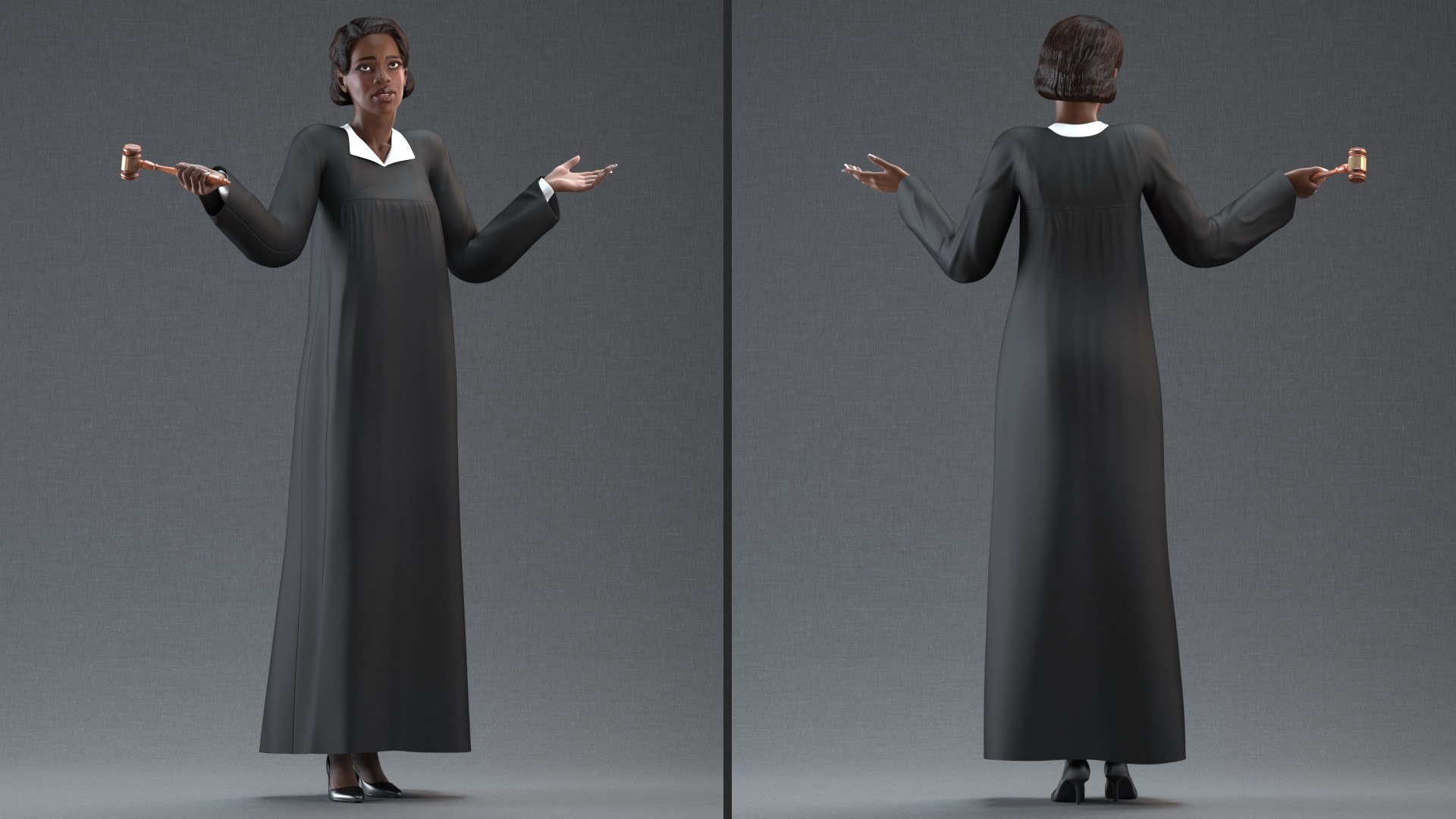 Dark Skin Judge Woman Female 3D Model - TurboSquid 1669435