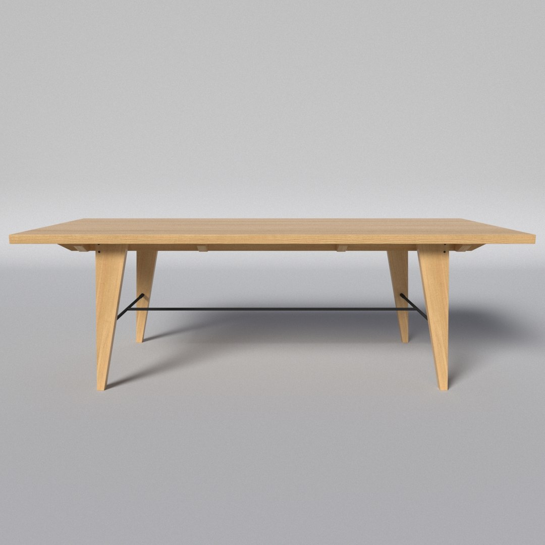 Realistic dining table oak model - TurboSquid 1564028