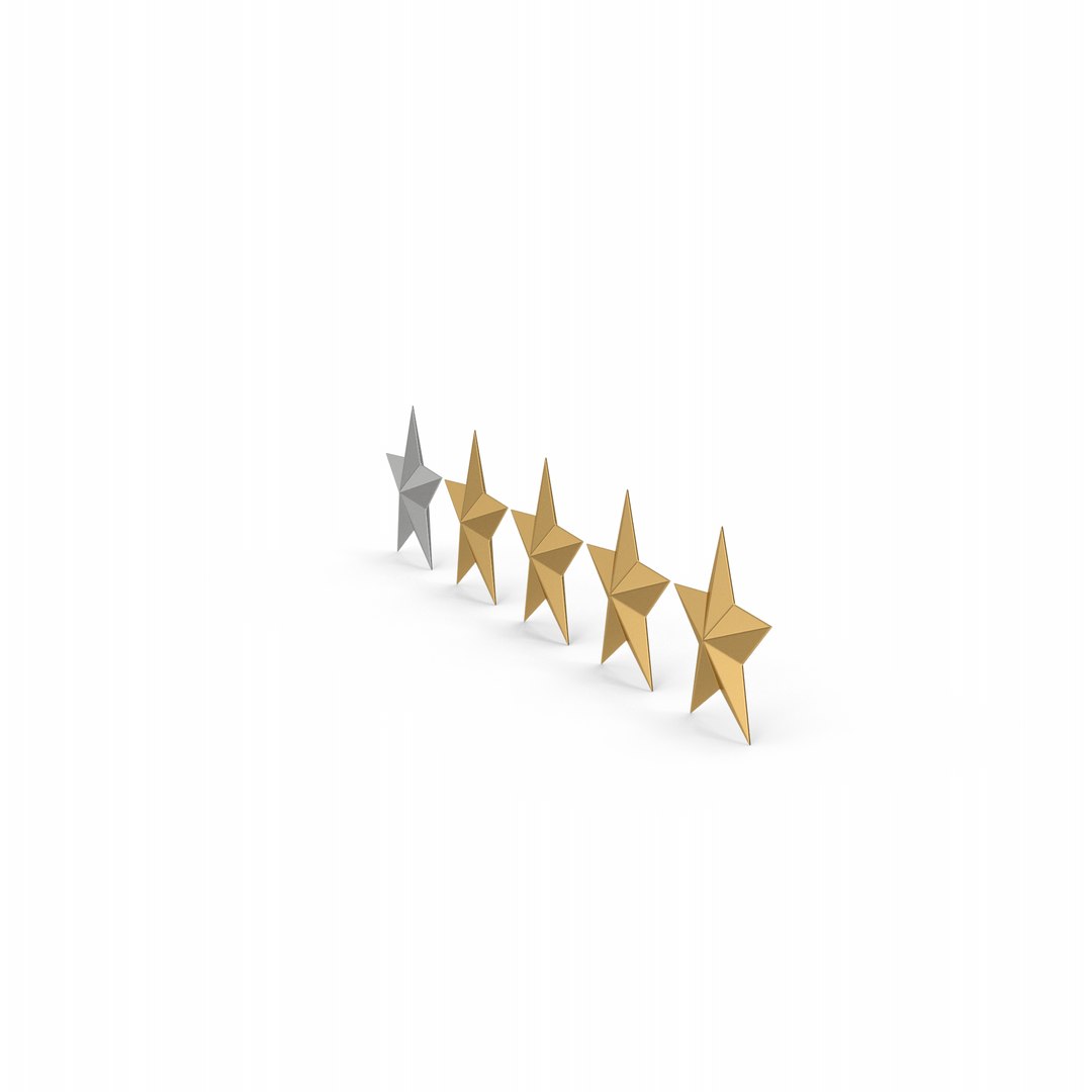 3D Gold Four Stars Rating model - TurboSquid 2113452