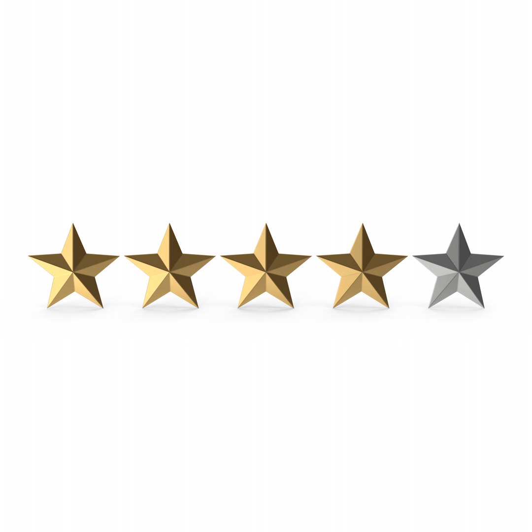 3D Gold Four Stars Rating model - TurboSquid 2113452
