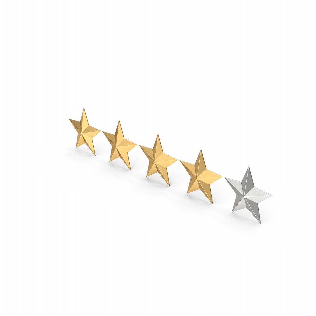 3D Gold Four Stars Rating model - TurboSquid 2113452