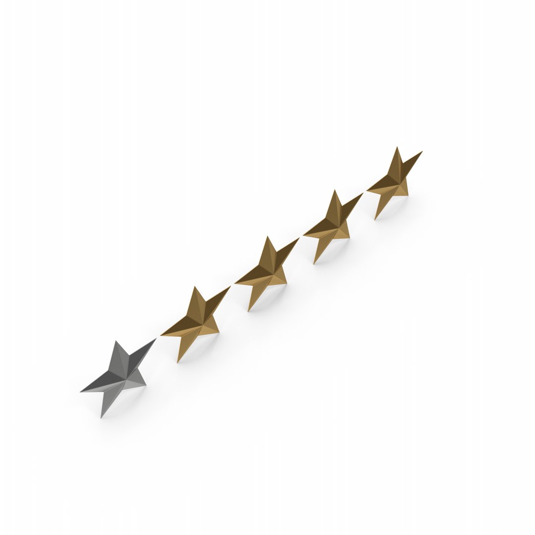 3D Gold Four Stars Rating model - TurboSquid 2113452