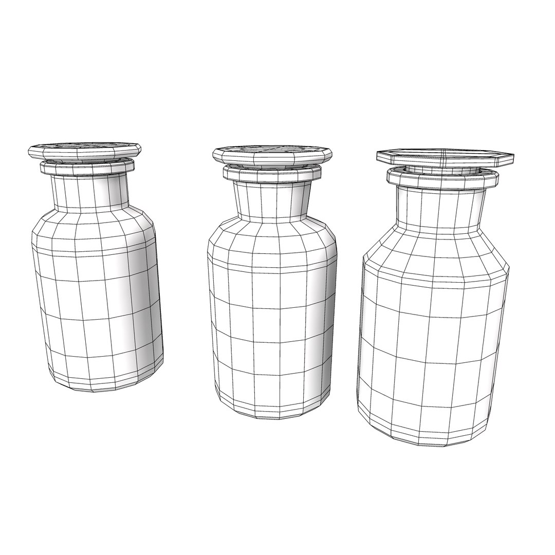 3d Chemical Bottles Liquid Model