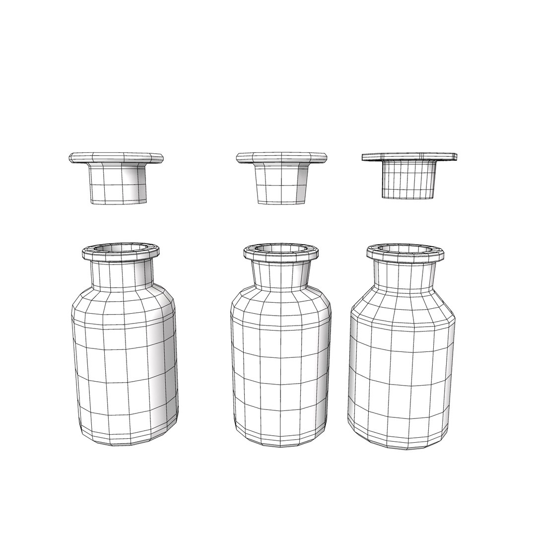 3d Chemical Bottles Liquid Model