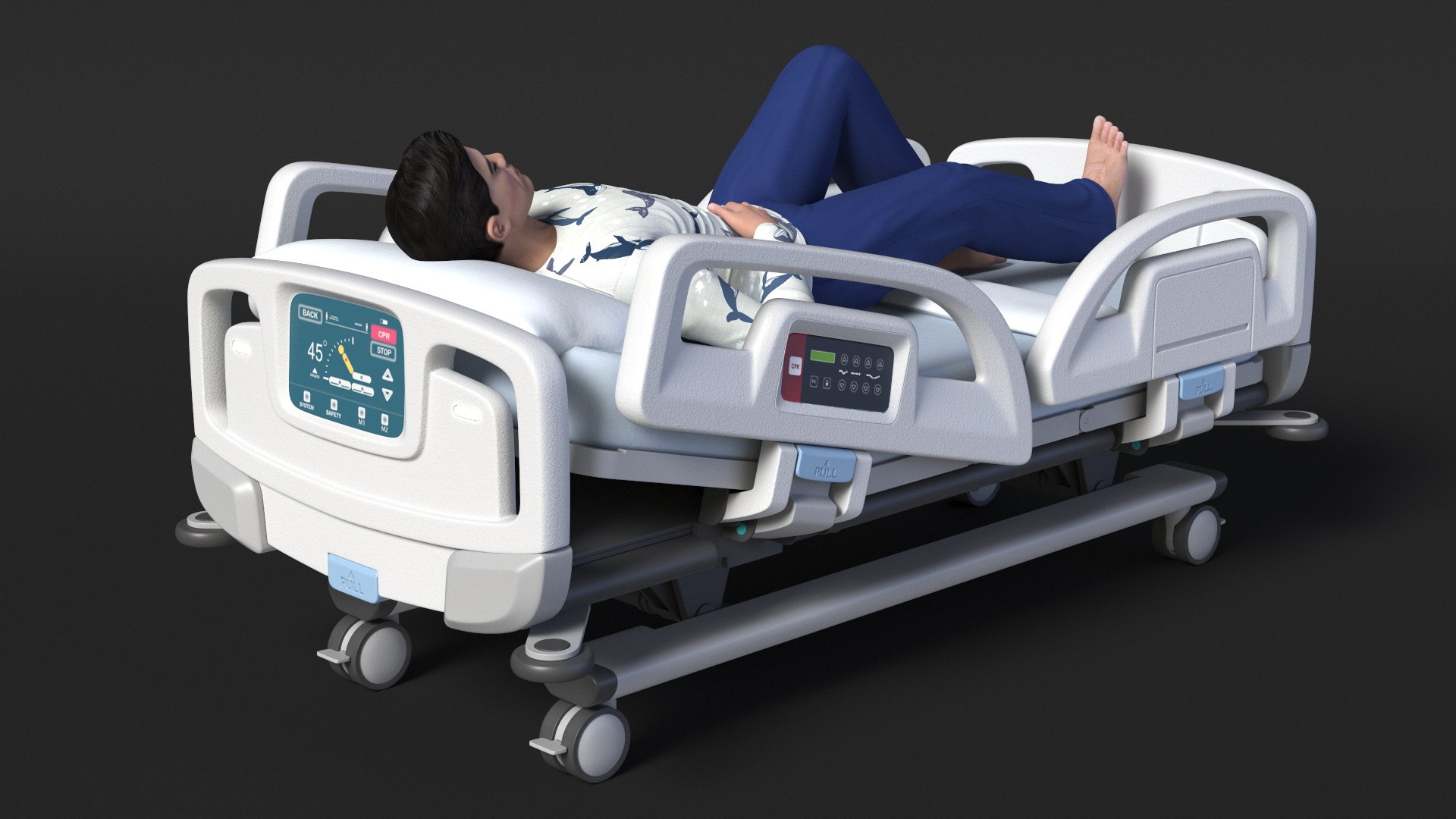 3D Smart Hospital Bed With Patient - TurboSquid 2330130
