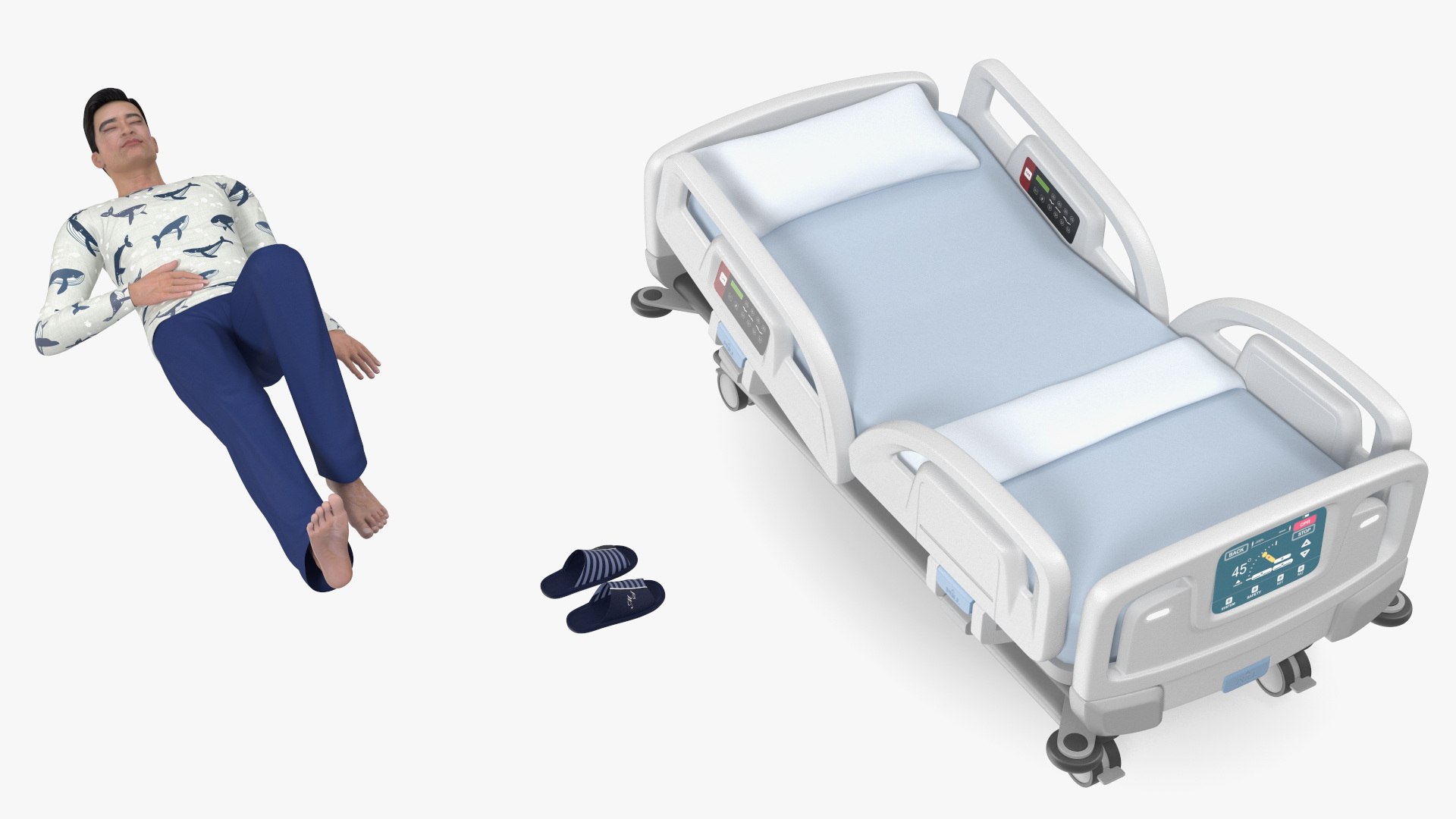 3D Smart Hospital Bed With Patient - TurboSquid 2330130
