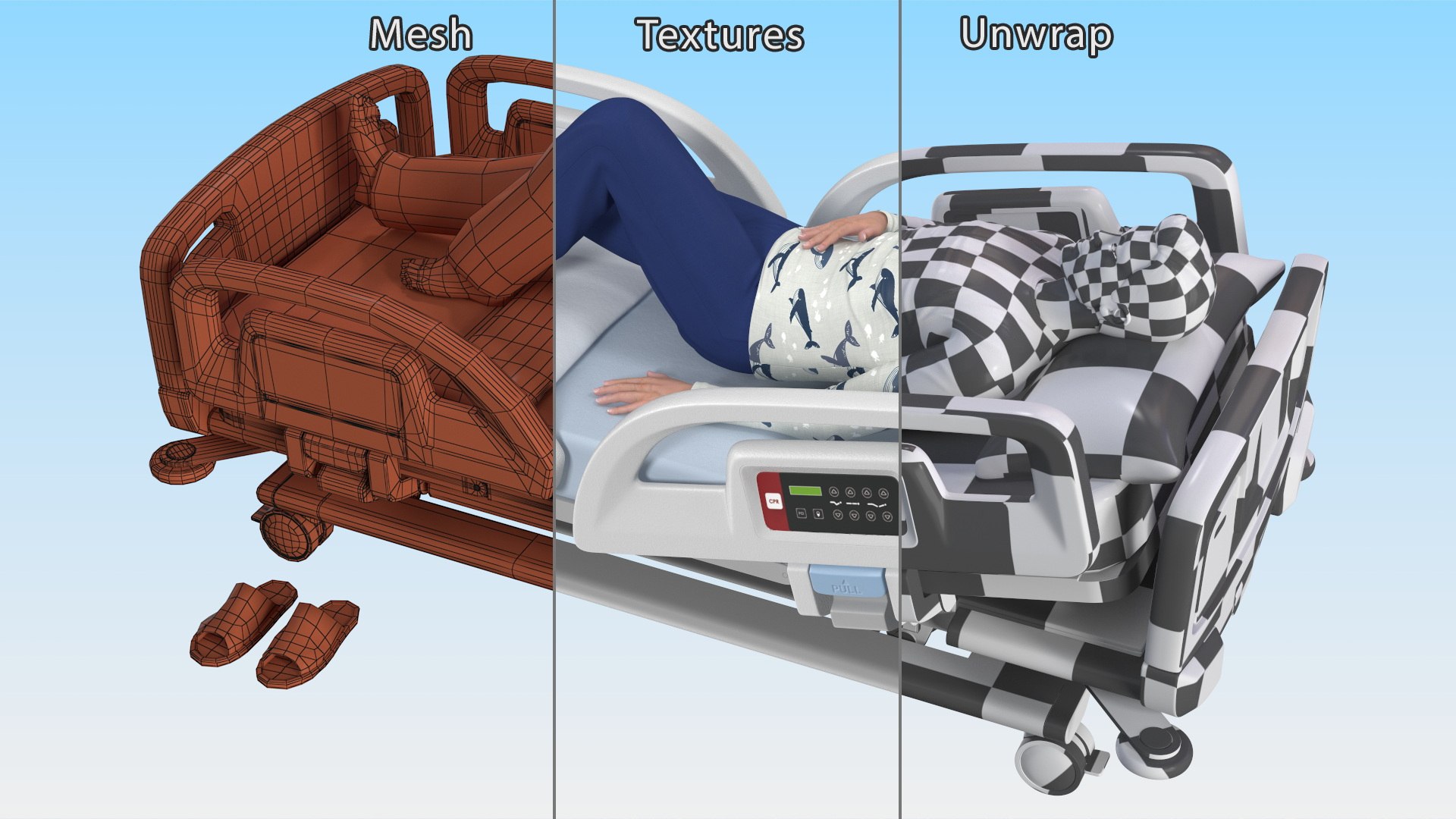 3D Smart Hospital Bed With Patient - TurboSquid 2330130