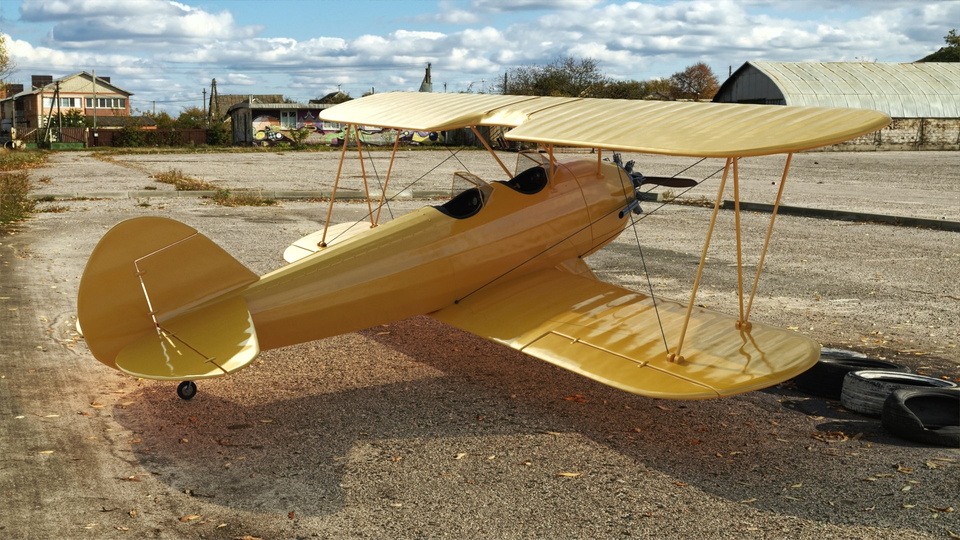 Biplane Airplane Yellow 3D model - TurboSquid 1918329