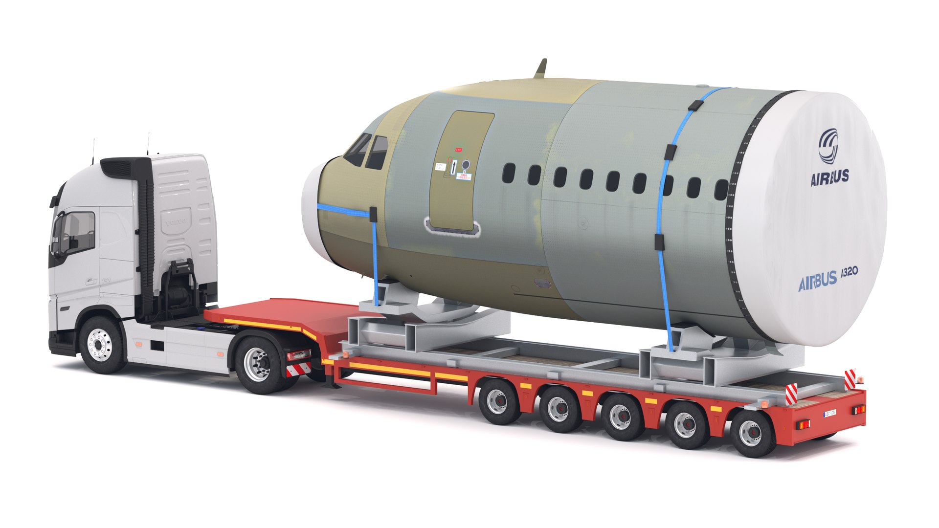 Volvo Fh16 2021 And Lowboy Trailer With Airplane Model - TurboSquid 1972931