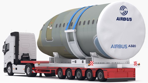 Volvo fh16 2021 and Lowboy Trailer with Airplane model - TurboSquid 1972931