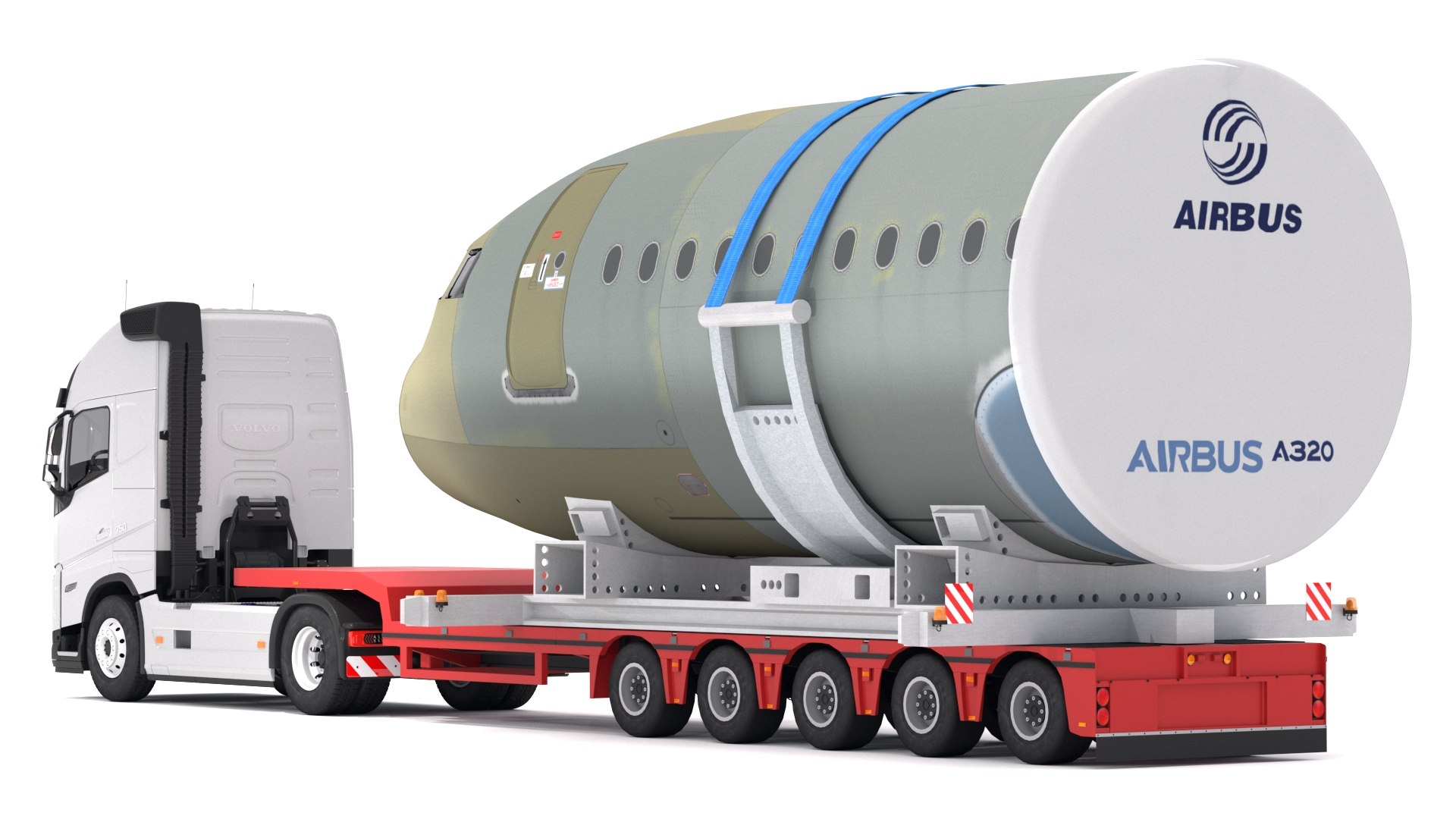 Volvo fh16 2021 and Lowboy Trailer with Airplane model - TurboSquid 1972931