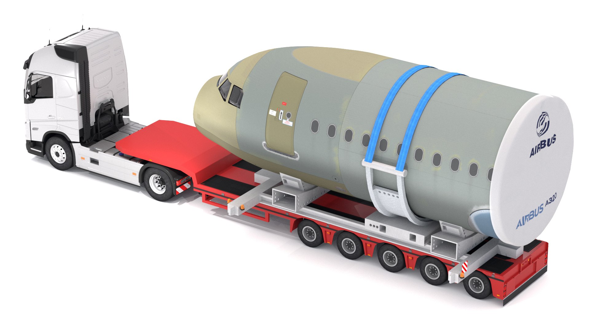 Volvo fh16 2021 and Lowboy Trailer with Airplane model - TurboSquid 1972931