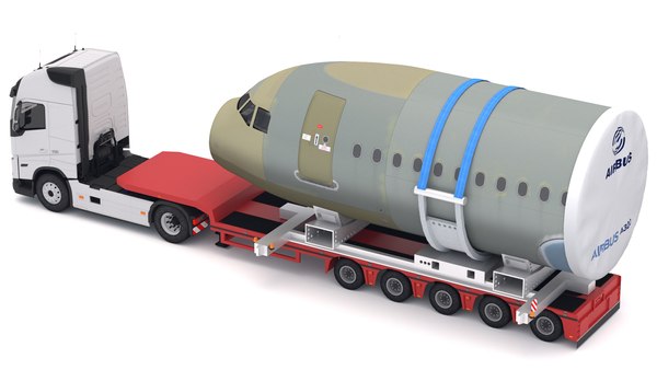 Volvo fh16 2021 and Lowboy Trailer with Airplane model - TurboSquid 1972931